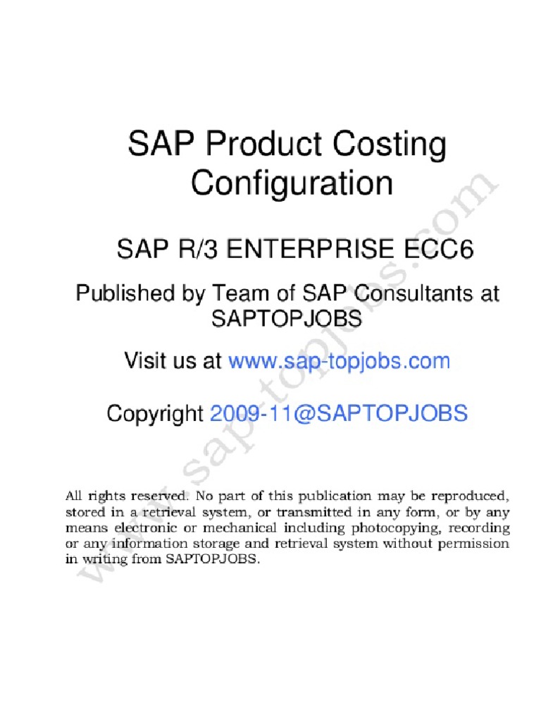SAP CO-PC Product Costing Configuration On ECC 6.0 | PDF