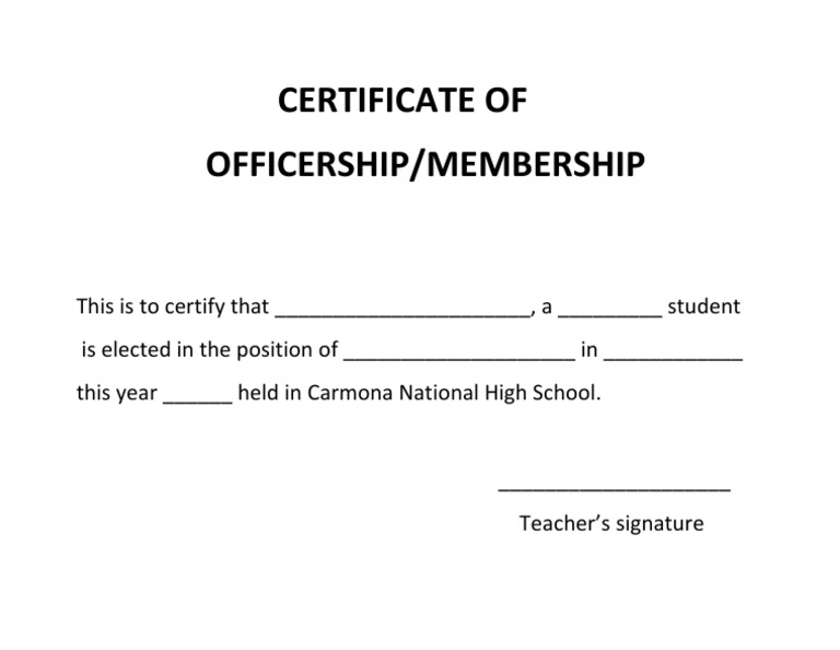Certificate of Officership | PDF