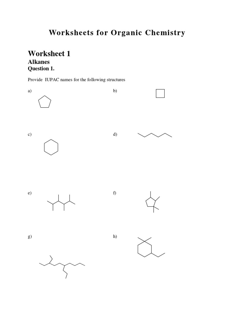 CONS Orgchem Worksheets | PDF | Alkene | Organic Chemistry