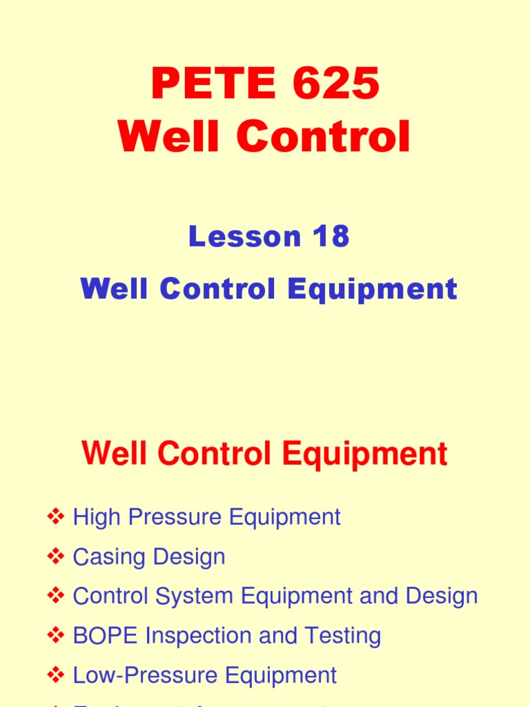 Well Control Equipment | PDF | Casing (Borehole) | Chemical Engineering