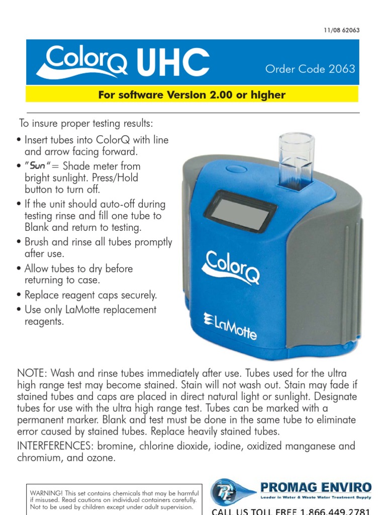LaMotte 2063 Chlorine ColorQ Instructions | PDF | Chlorine | Chemical ...