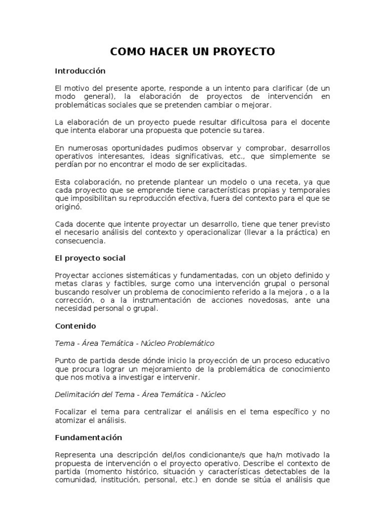 Como Hacer Un Proyecto | PDF