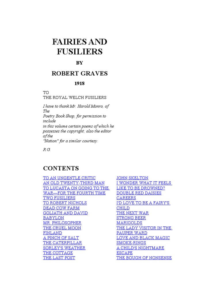 Fairies and Fusiliers by Robert Graves | PDF | Goliath | David