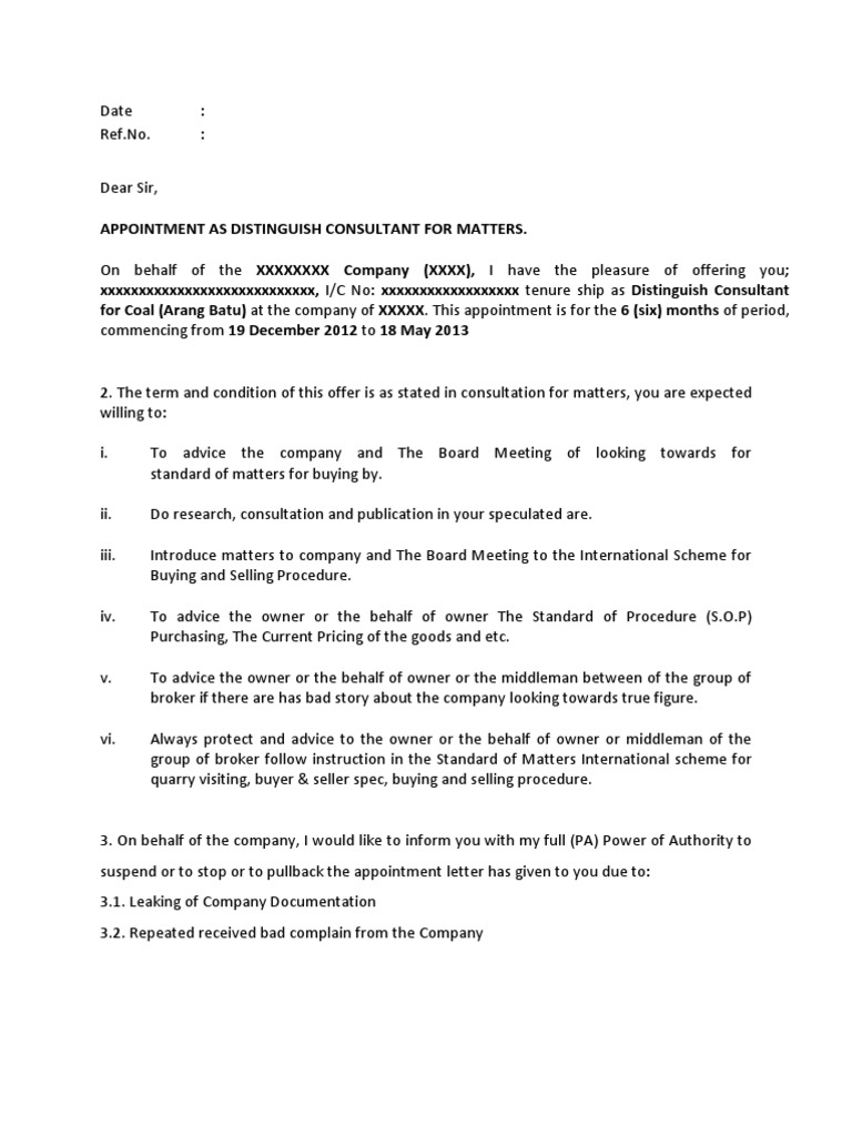 Contoh Appointment Letter | PDF | Government | Business