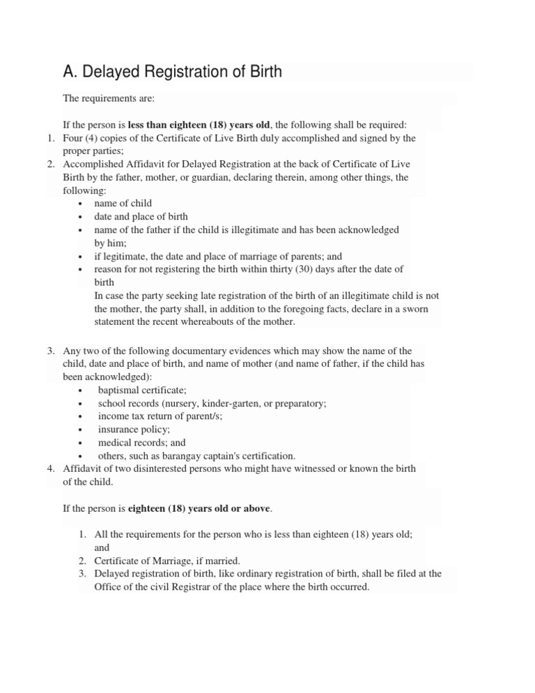 Delayed Birth Registration Guide | PDF