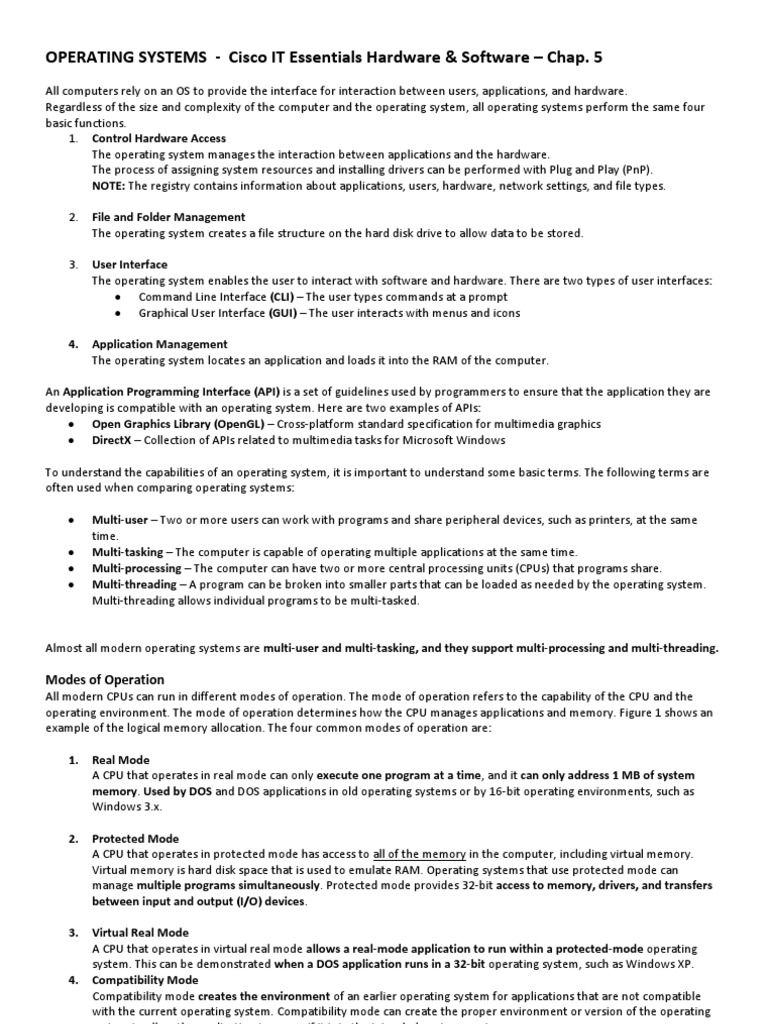 Operating Systems - A Cisco IT Essentials Digest | PDF | 64 Bit Computing | Operating System