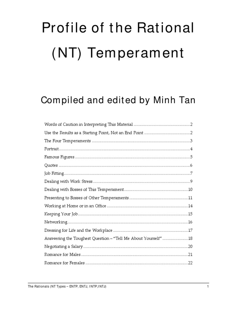 Rational Temperament Guide | PDF | Personality Type | Rationality