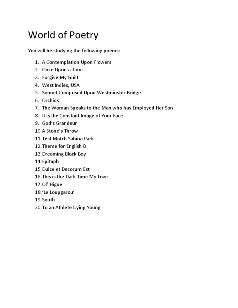 World of Poetry Guide | PDF