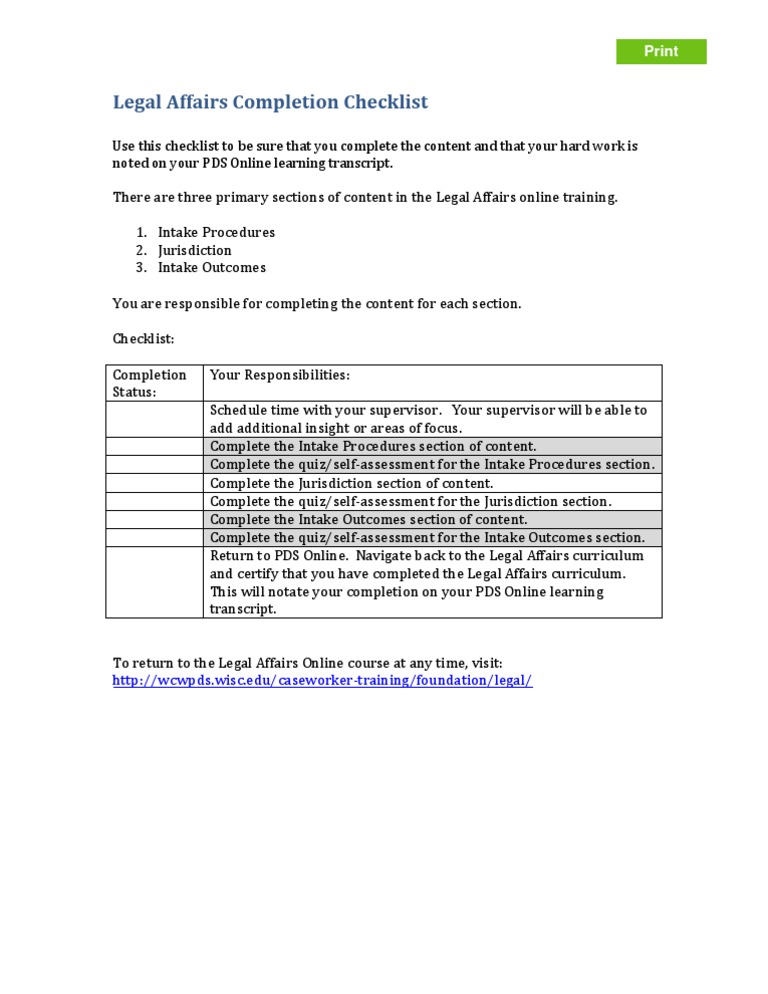 Completion Checklist | PDF