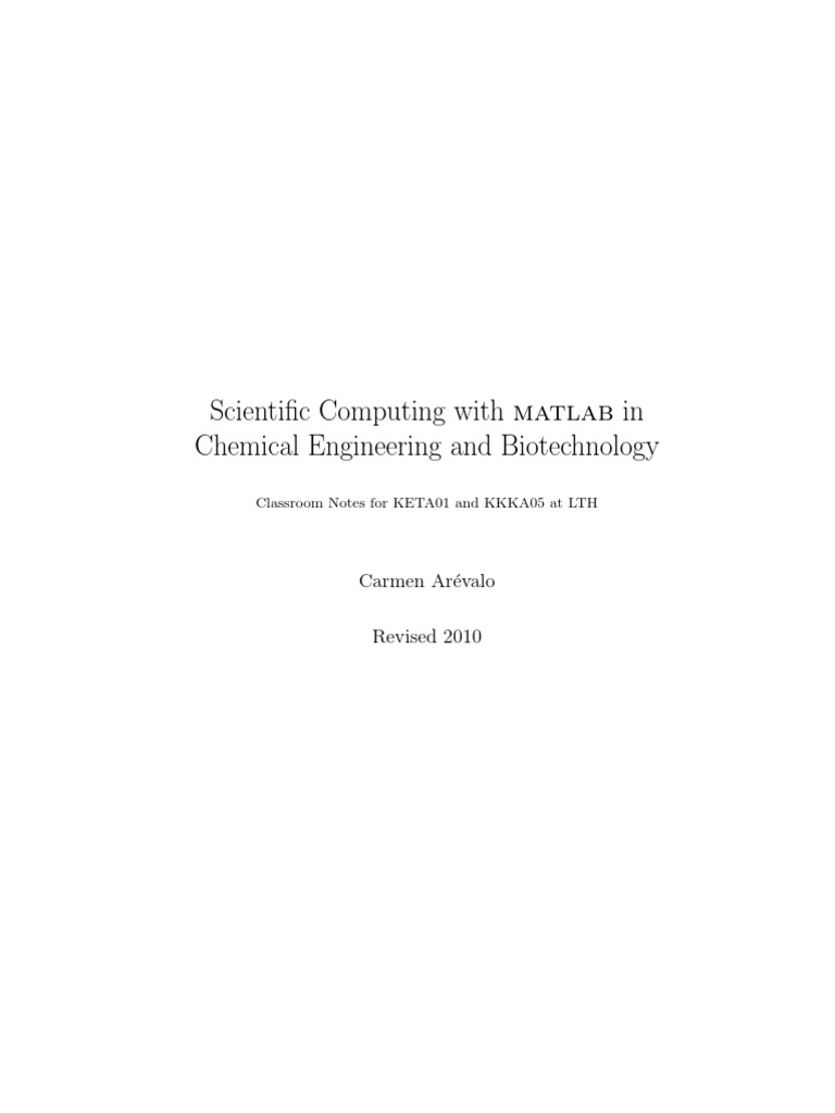 Chemical Engineering Matlab | PDF