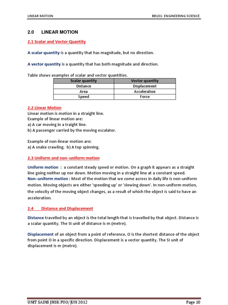Understanding Linear Motion Concepts | PDF | Velocity | Acceleration