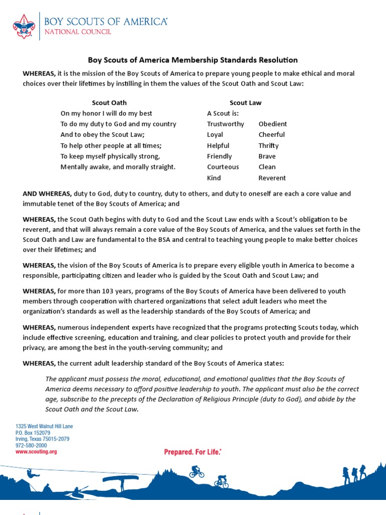 BSA Proposed Membership Standards Resolution | PDF