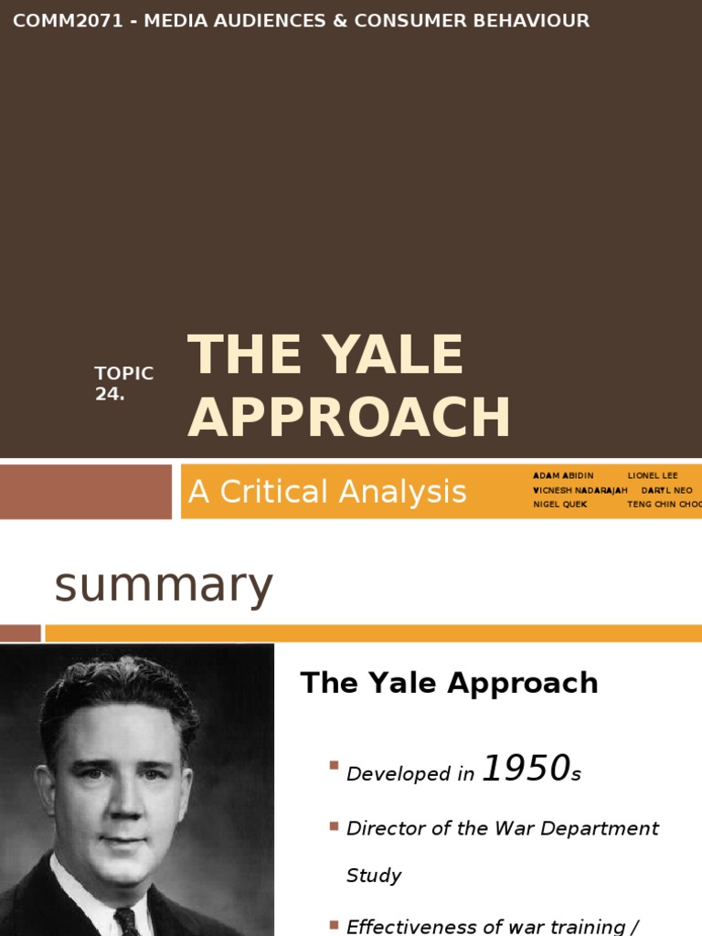 Critical Analysis of the Yale Approach | PDF | Persuasion | Attitude ...