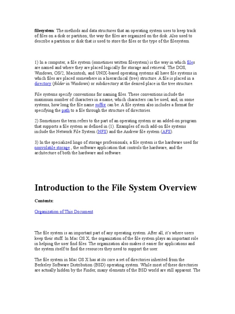 Introduction To The File System Overview | PDF | File System | Computer ...