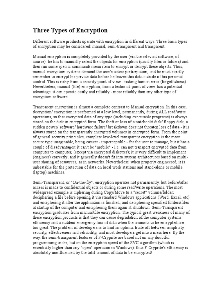 Three Types of Encryption | Download Free PDF | Key (Cryptography ...