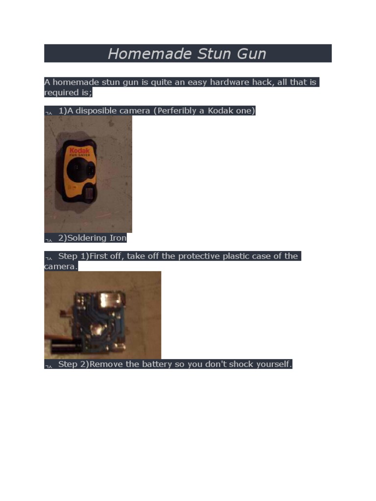 Homemade Stun Gun | PDF | High Voltage | Power Supply