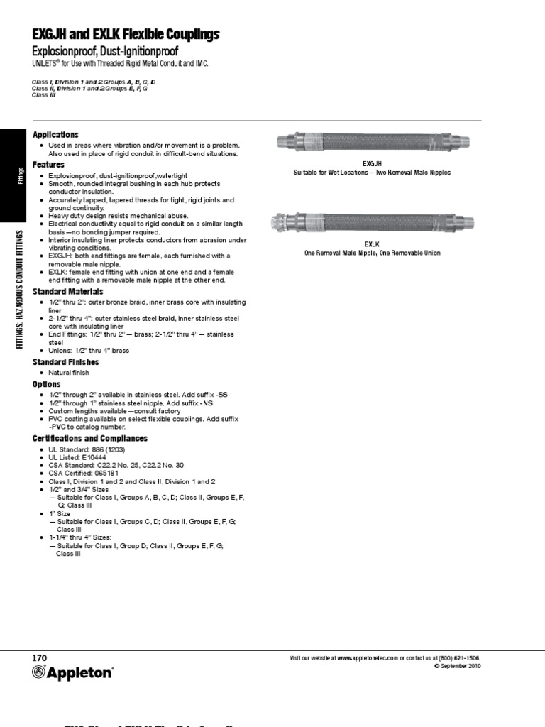AEC MC007 EXGJH and EXLK Flexible Couplings | PDF | Electricity | Materials