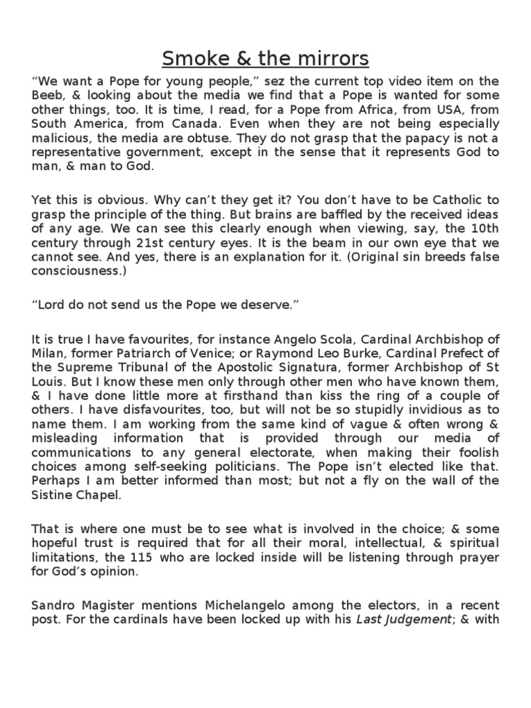 Smoke and Mirrors | PDF | Pope Francis | Pope