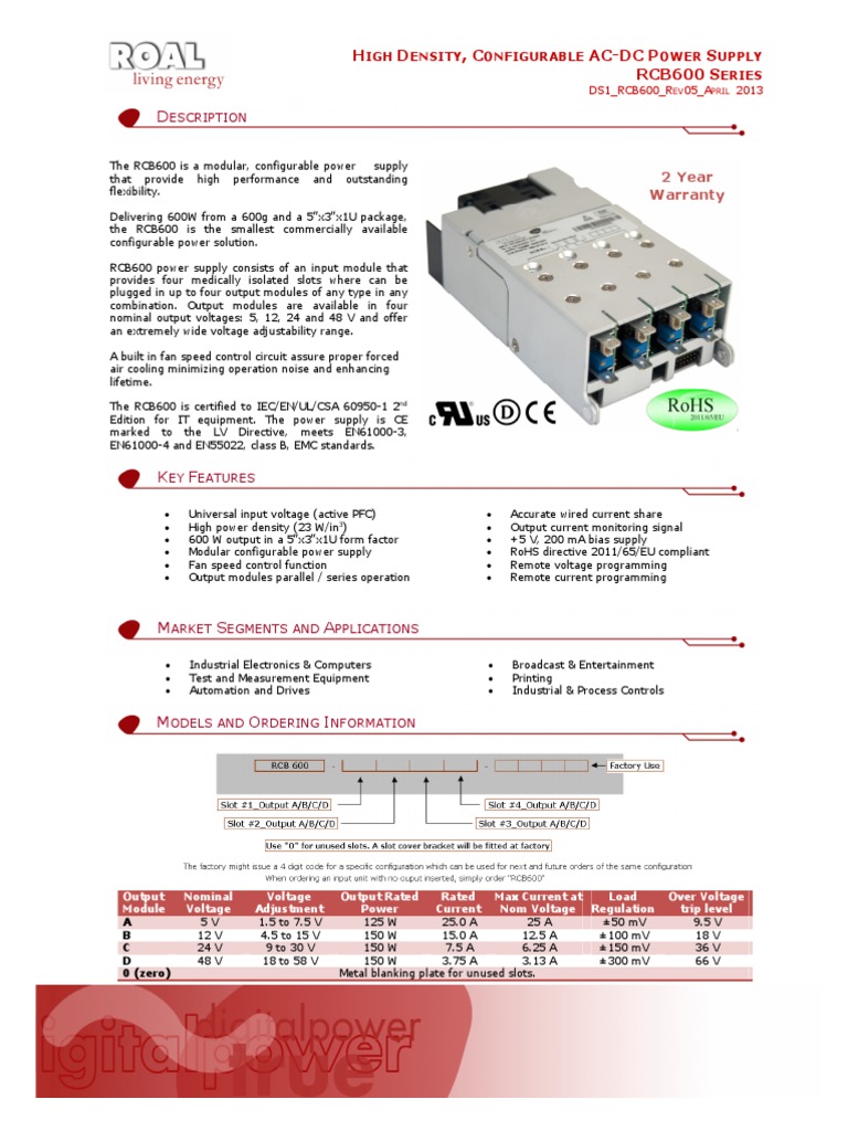 RCB600 :: ROAL Living Energy | PDF | Power Supply | Electromagnetic Compatibility