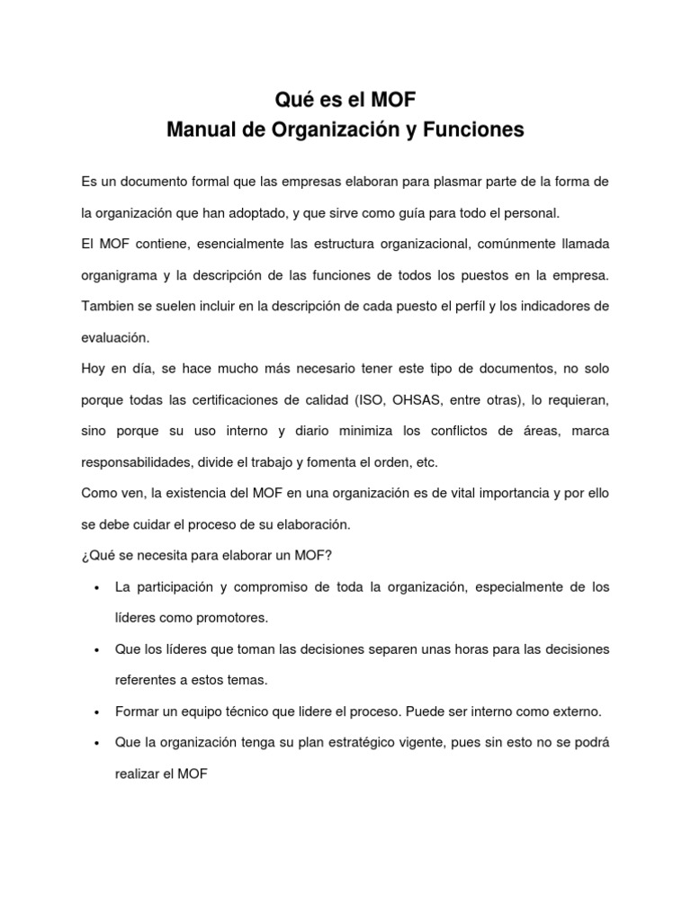 Qué Es El MOF | PDF | Crecimiento personal y profesional | Autosuperación