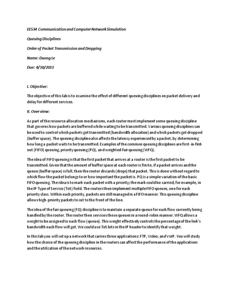 Ee534 Lab11 (Duong - Le) | PDF | Network Packet | Queue (Abstract Data ...