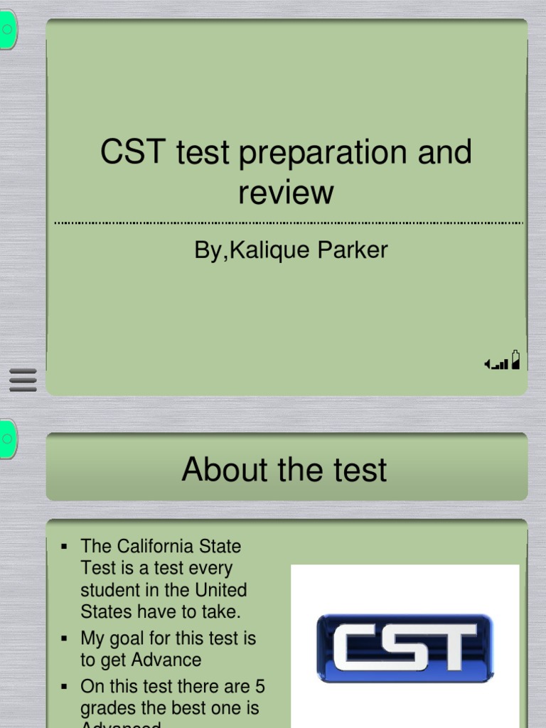 CST Test Preparation and Review: By, Kalique Parker | PDF