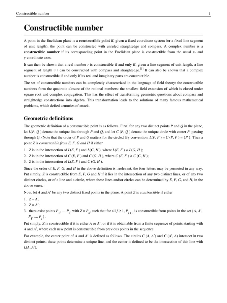 Constructible Number | PDF | Field (Mathematics) | Ring Theory