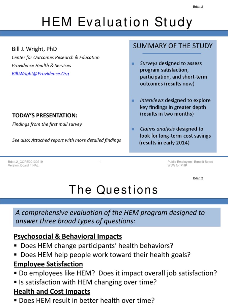HEM Evaluation Study: Summary of The Study | PDF | Obesity | Survey ...