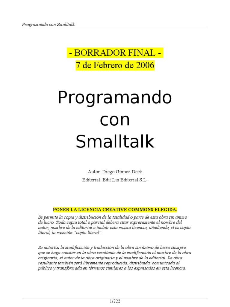 Programando Con Smalltalk | PDF | Compilador | Programación de computadoras