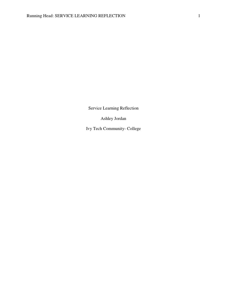 Service Learning Reflection | PDF | Service Learning | Teachers