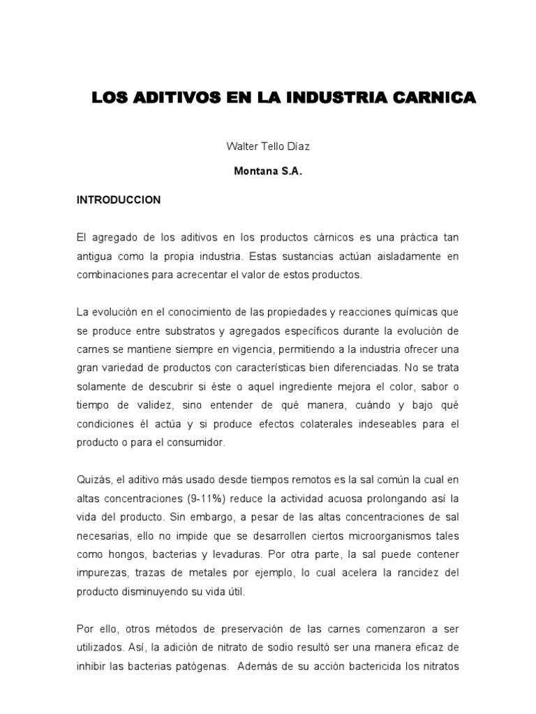 Aditivos en La Industria Carnica | Descargar gratis PDF | Antioxidante ...