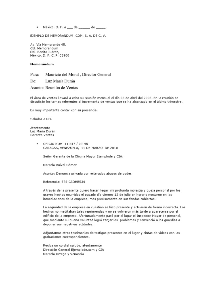 ejemplos de documentos de redacción administrativa | Ciudad de México | México