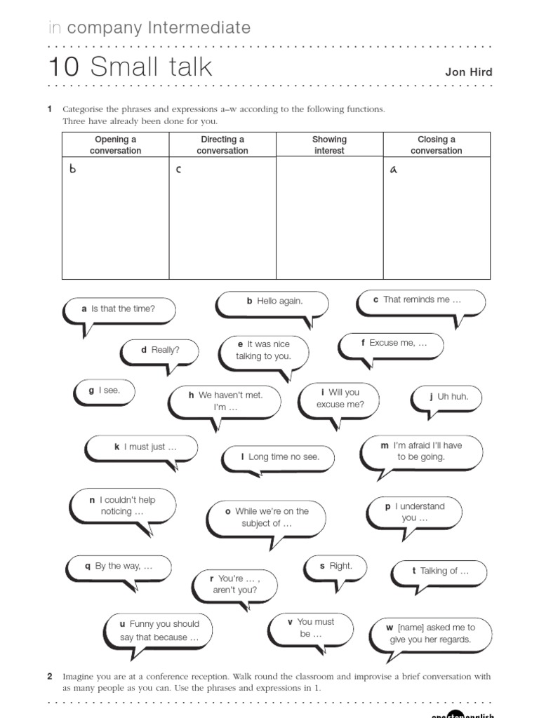 10 Small Talk: in Company Intermediate | PDF