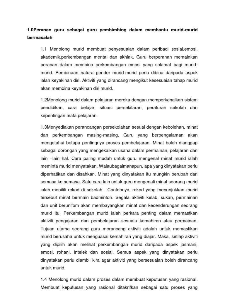 Peranan Guru Sebagai Guru Pembimbing Dalam Membantu Murid | PDF