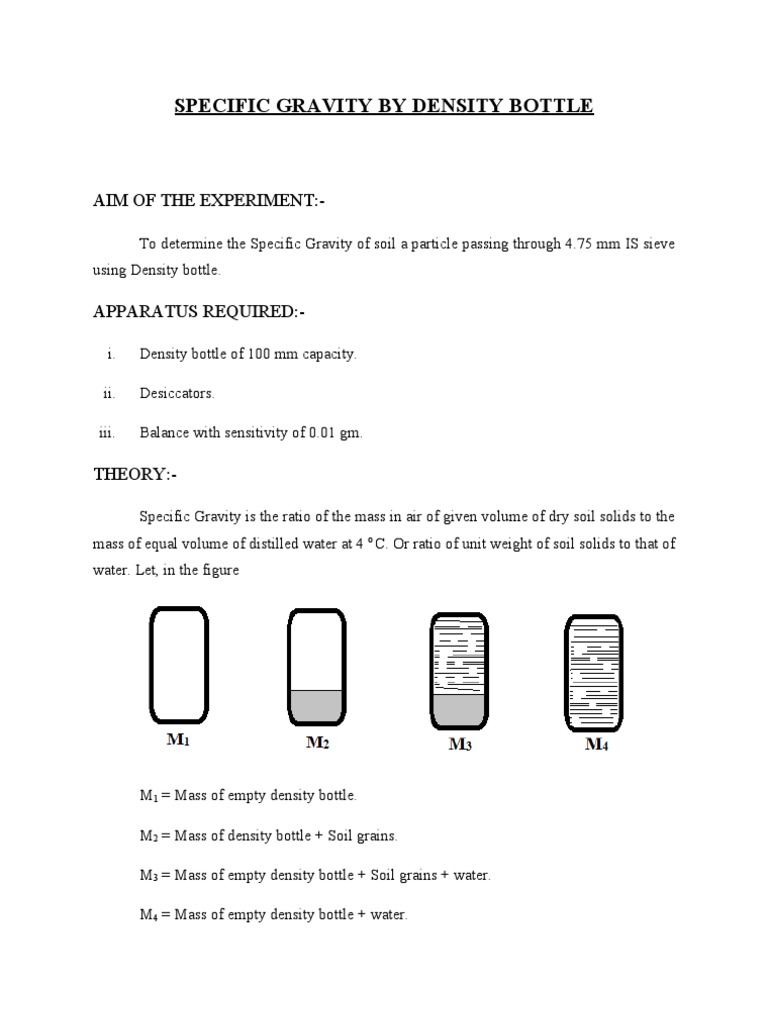 Specific Gravity by Density Bottle--Nkb | Density | Soil
