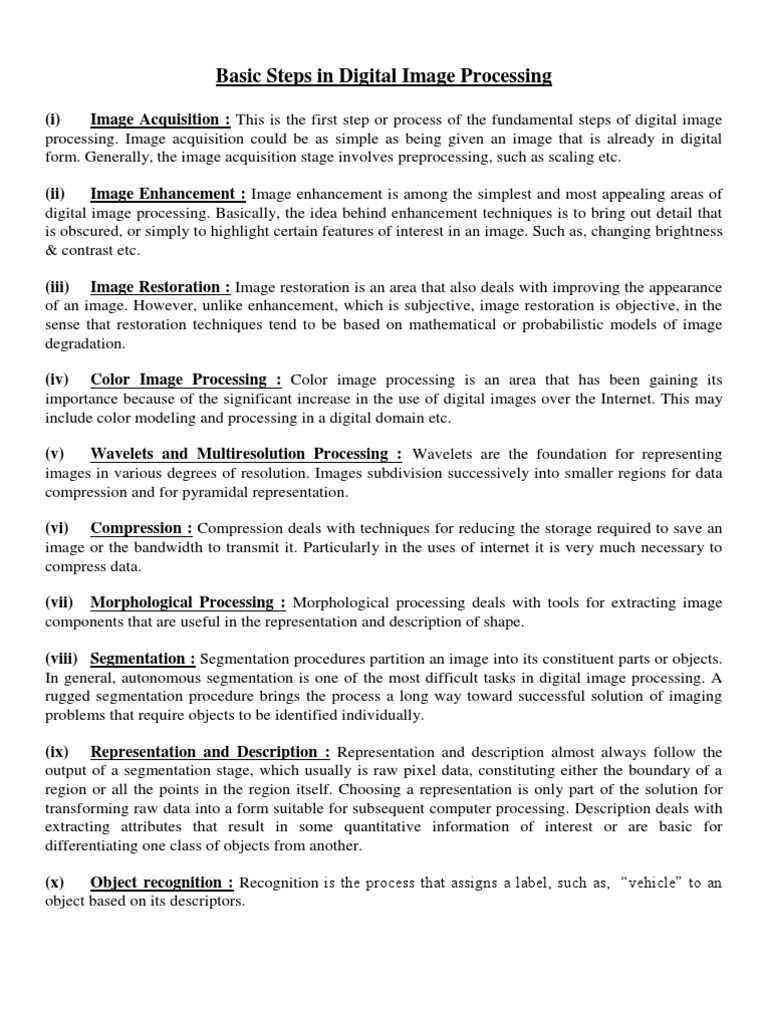 Fundamental Steps In Digital Image Processing Pdf Image