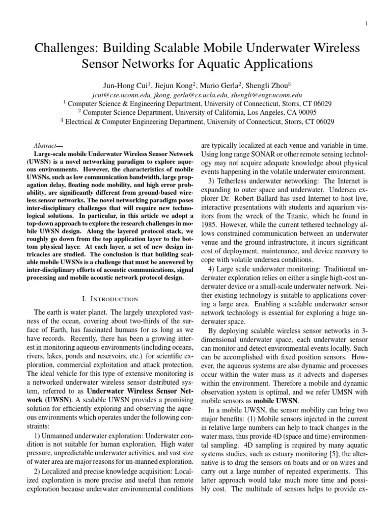 Building Scalable Mobile Underwater Wireless Sensor Networks Exploring The Design Challenges