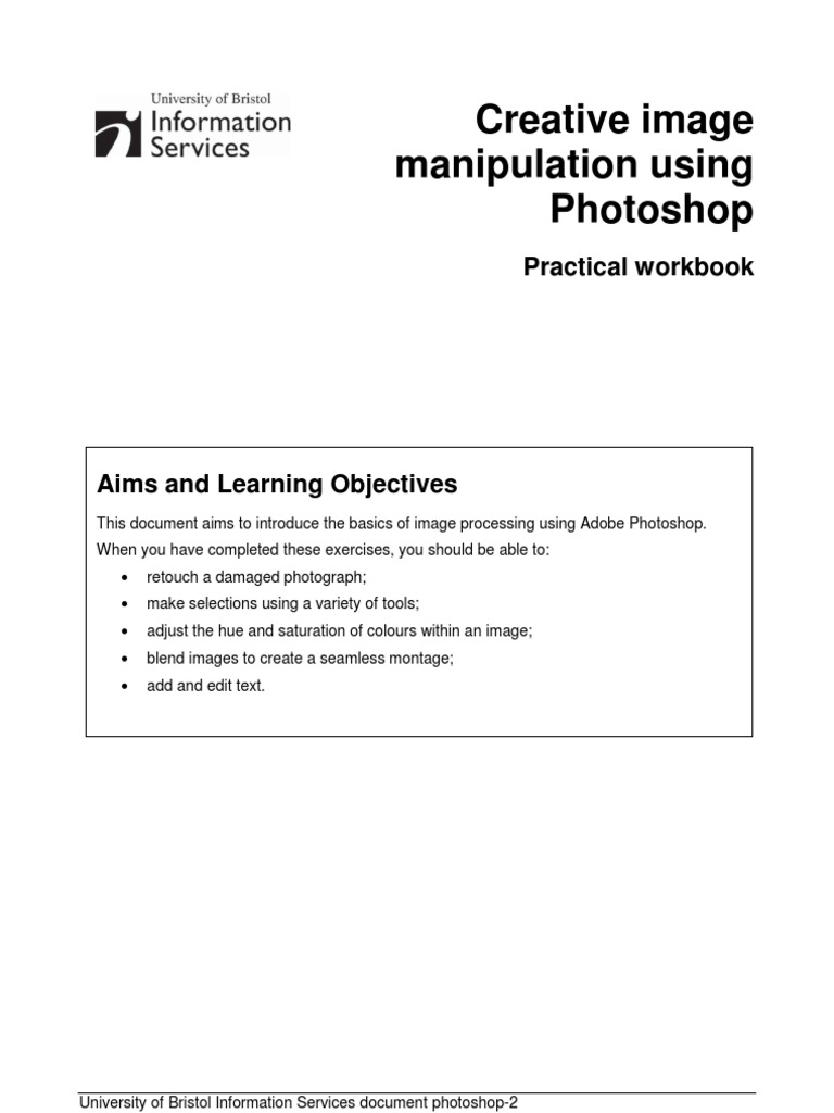 Creative Image Manipulation Using Photoshop: Practical Workbook | PDF ...