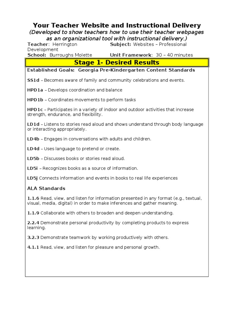 UBD Professional Development | PDF | Web Page | Lesson Plan