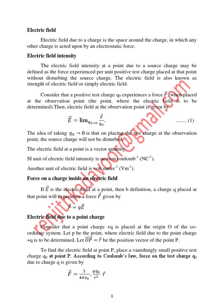 Electric Field Concepts and Definitions | PDF | Dipole | Electric Field