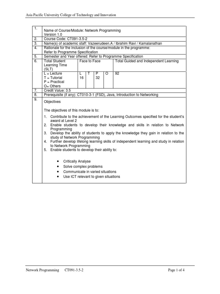 Network Programming Course Overview | PDF | Communications Protocols ...
