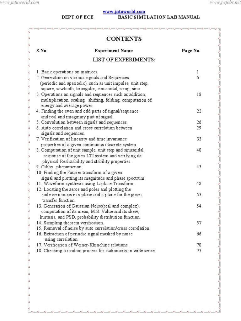 Basic Simulation Lab Manual | PDF | Laplace Transform | Matrix (Mathematics)