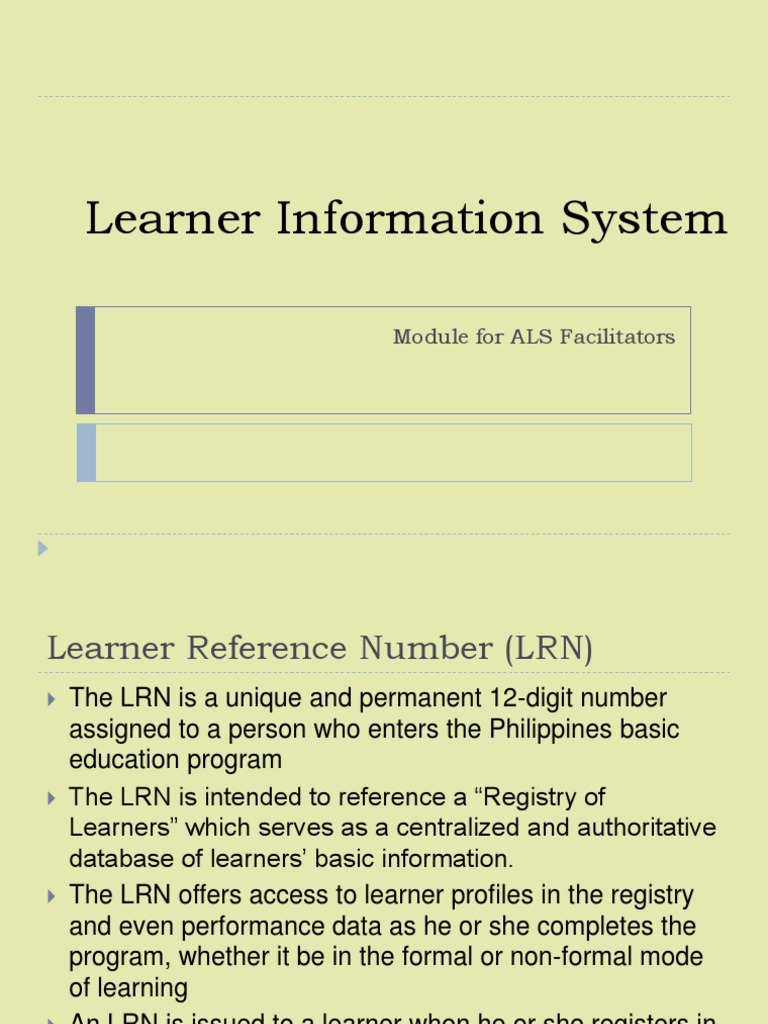 LIS Manual (ALS Facilitator) | PDF | Technical Support | Databases