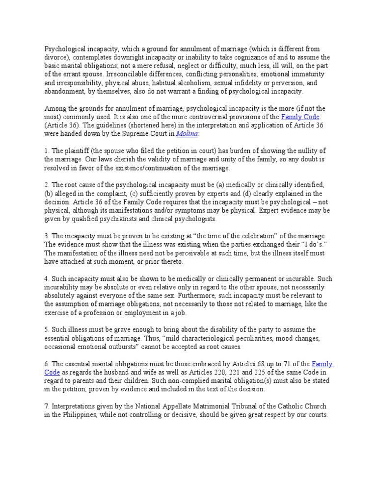 Psychological Incapacity Assign | PDF | Marriage | Social Institutions