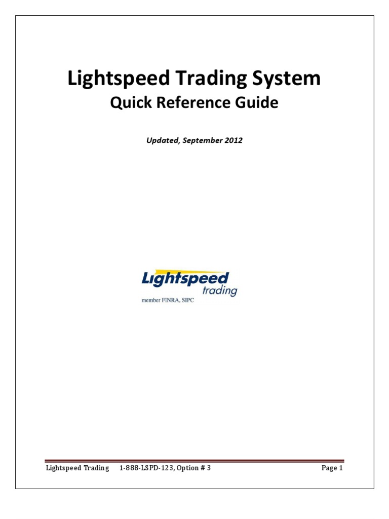 Lightspeed Quick Reference Guide | PDF | Option (Finance) | Computer Keyboard