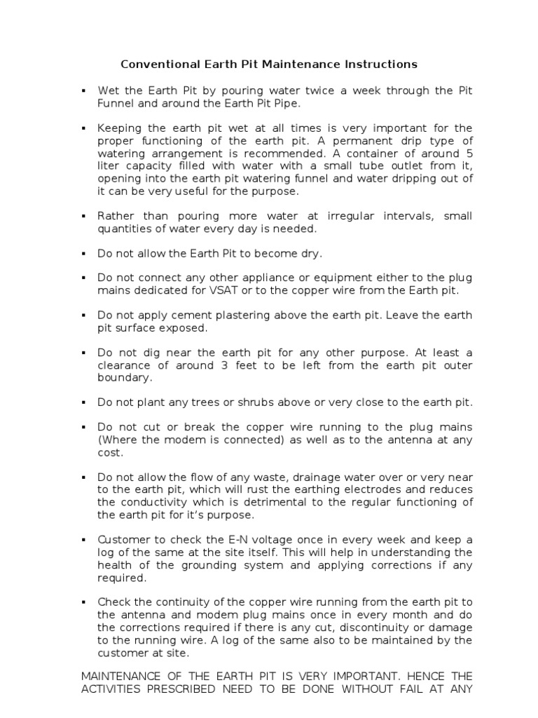 Earth Pit Maintenance Guidelines | PDF | Home & Garden