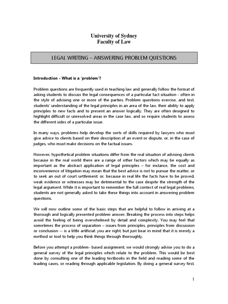 A Step-by-Step Guide to Analyzing Legal Problems Methodically and ...