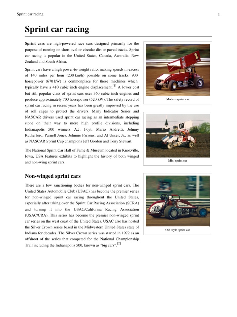 Sprint Car Racing: Non-Winged Sprint Cars | PDF | Auto Racing | Wheeled ...