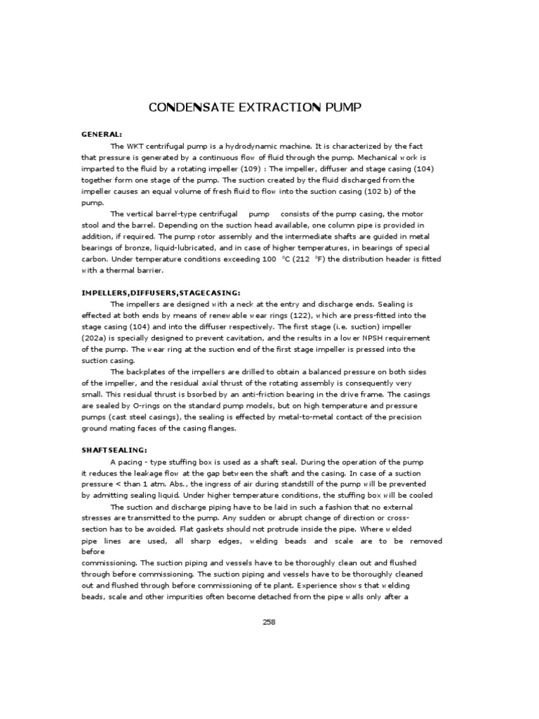 Condensate Extraction Pump: General | PDF | Pump | Bearing (Mechanical)
