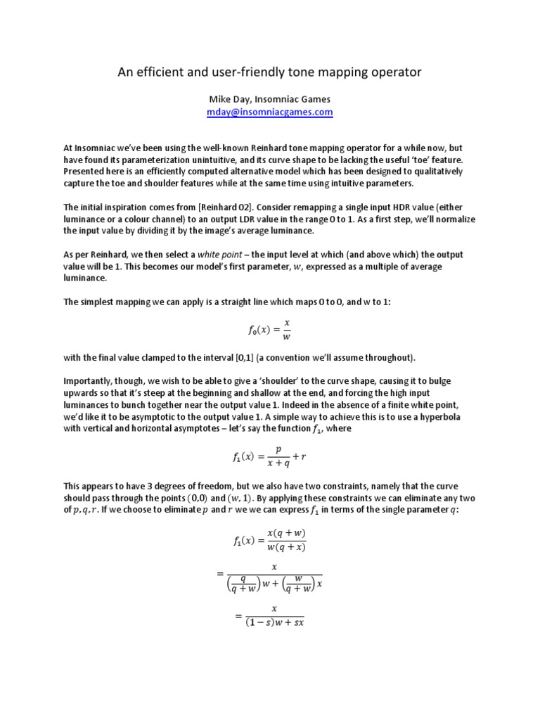 An Efficient and User Friendly Tone Mapping Operator | PDF | Function (Mathematics) | Curve